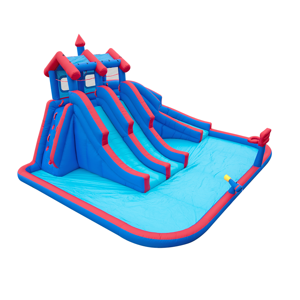 Inflatable Water Park with Large Water Slides and Basketball Hoop ...